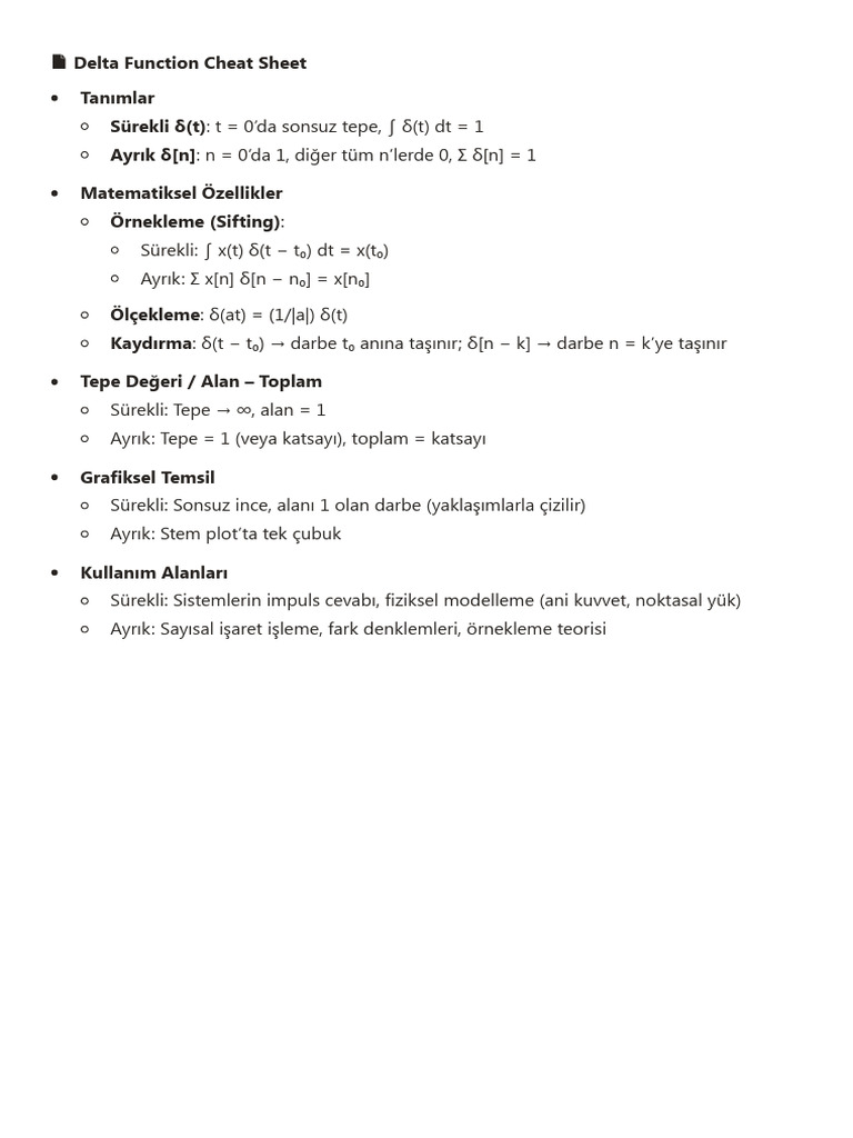 Delta Function Cheat Sheet | PDF