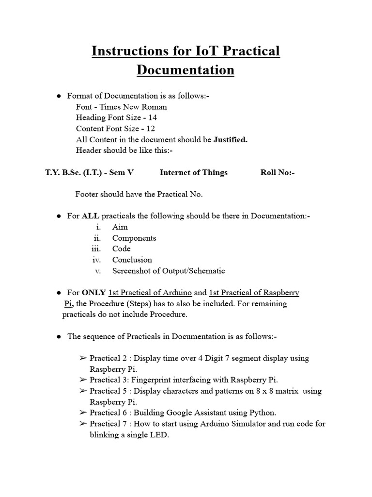 IoT Practical Documentation Instructions | PDF