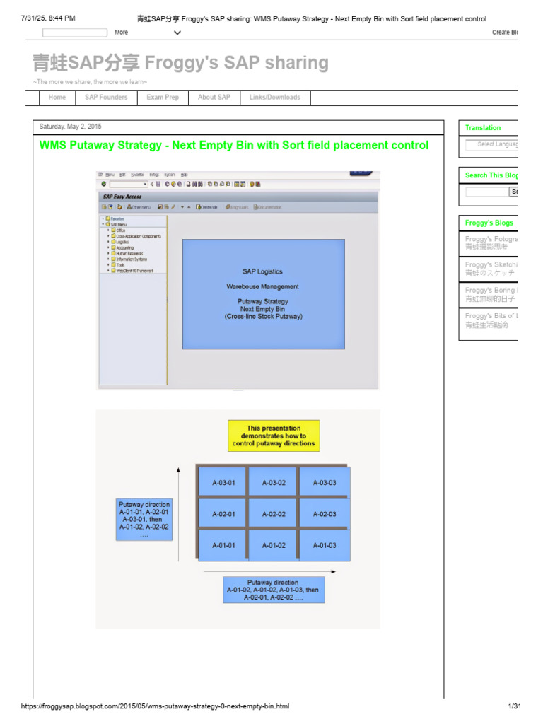 WMS Putaway Strategy - Next Empty Bin With Sort Field Placement Control ...