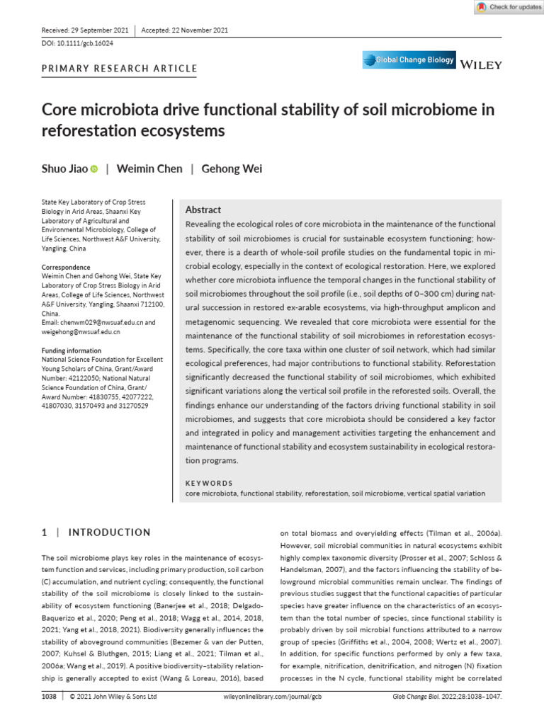 Core Microbiota Drive Functional Stability of Soil Microbiome in ...