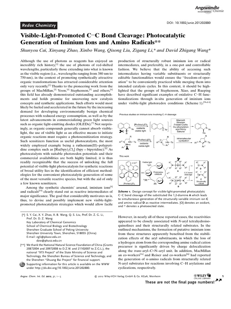 Visible-Light-Promoted CC Bond Cleavage - Photocatalytic Generation of ...