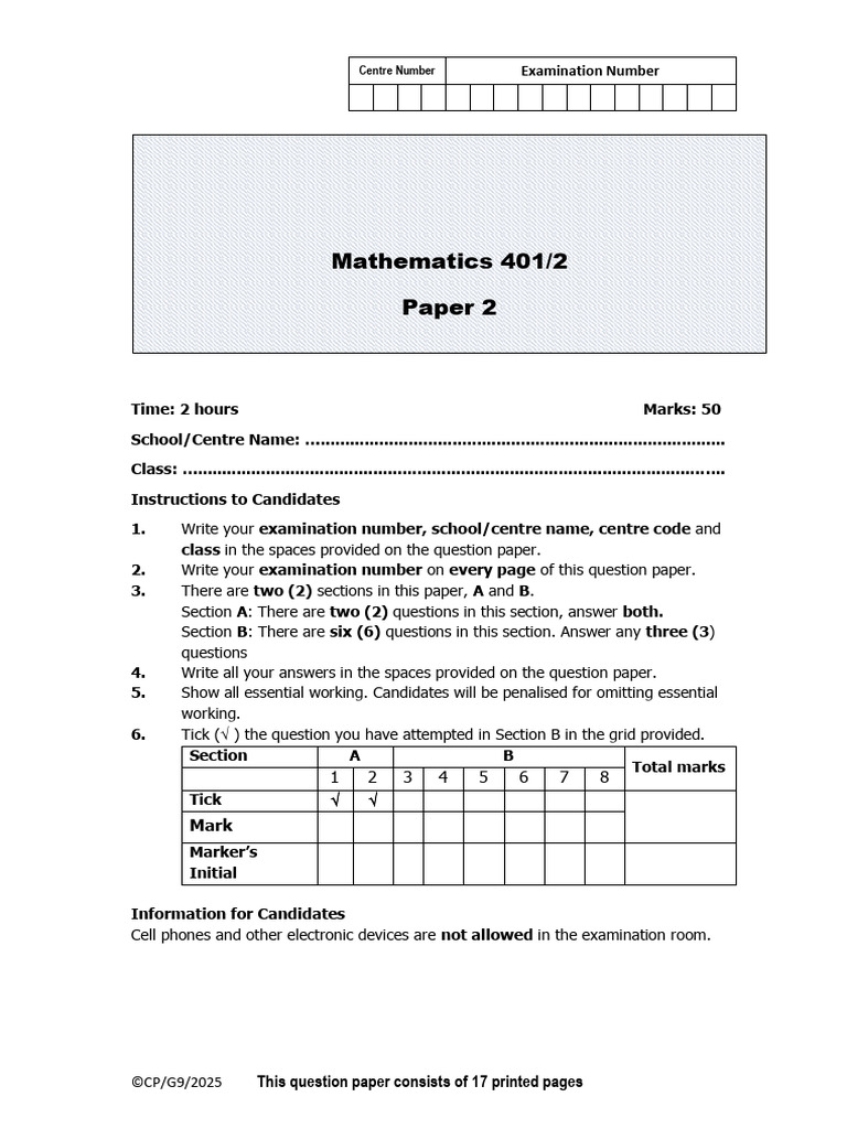 Math P2 G9 Mock 2025 Final Cut | PDF | Angle | Elementary Geometry