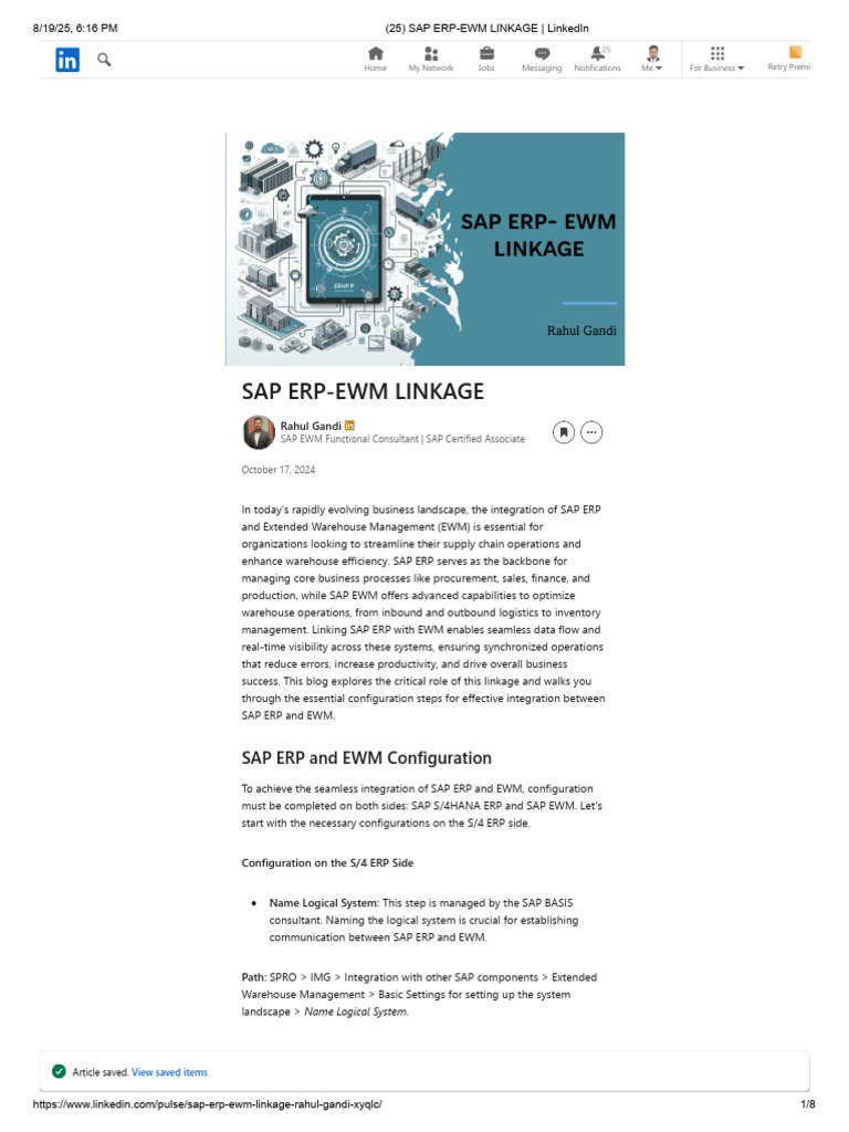 SAP ERP-EWM LINKAGE - LinkedIn | PDF | Enterprise Resource Planning ...