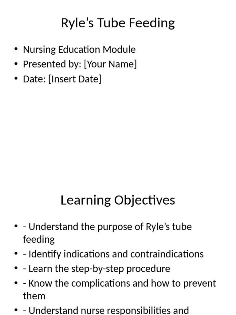Ryle's Tube Feeding: Nursing Guide | PDF | Clinical Medicine | Medical ...