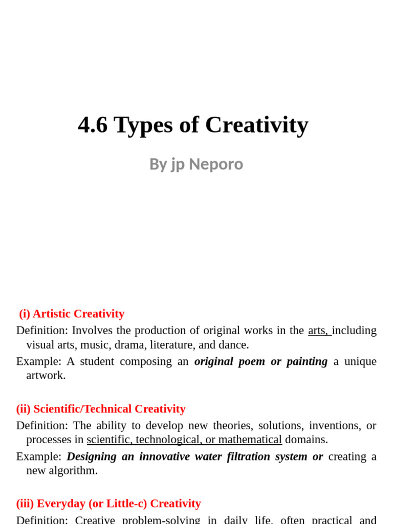4.6 Types of Creativity | PDF | Creativity | Learning
