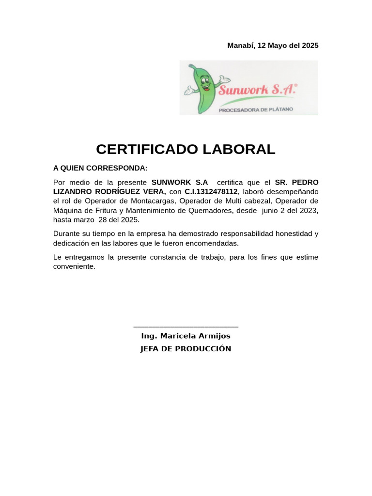 Certificado laboral | PDF