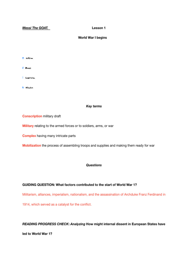 Causes of World War I Explained | PDF
