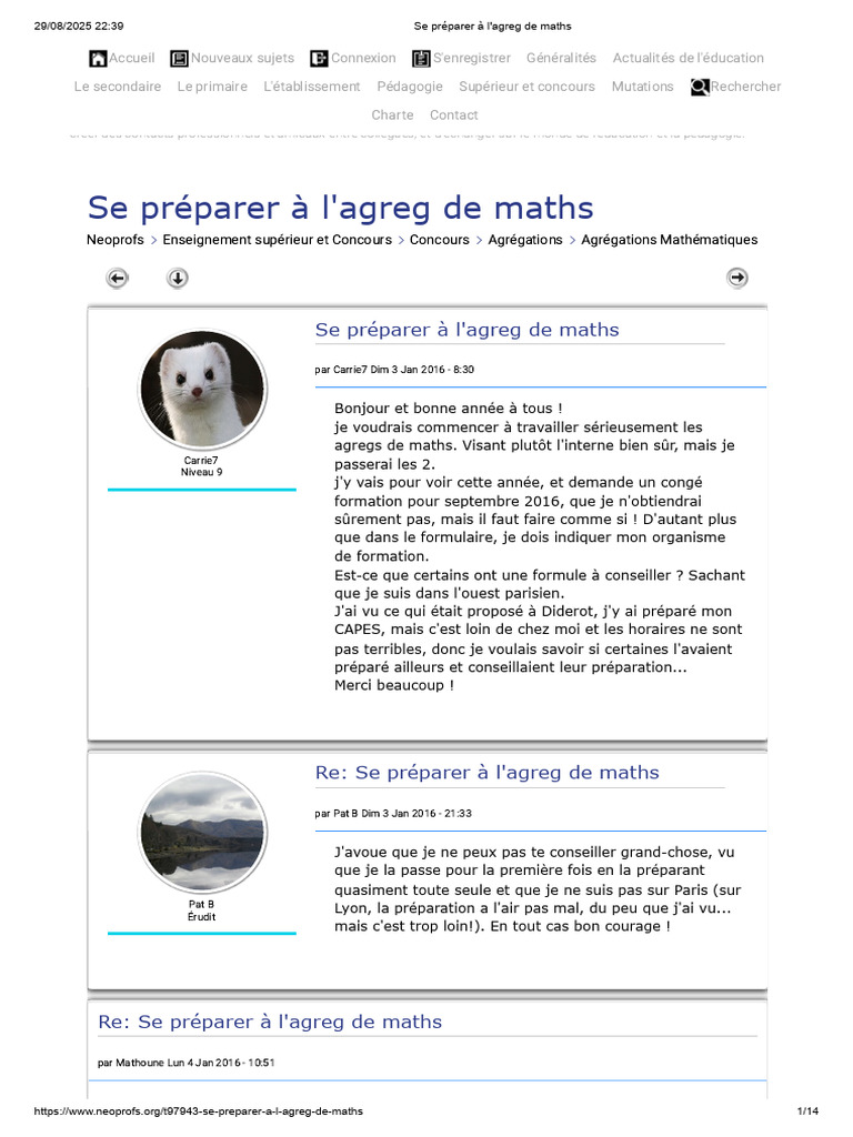 Préparation à l'agrégation de maths | PDF | Mathématiques | Enseignants