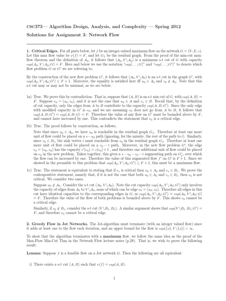 CSC373 Assignment 3 Solutions Spring 2012 | Download Free PDF | Discrete Mathematics | Applied ...