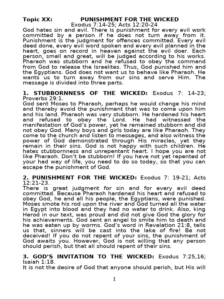Punishment for the Wicked: A Call to Repentance | PDF | Book Of Exodus ...