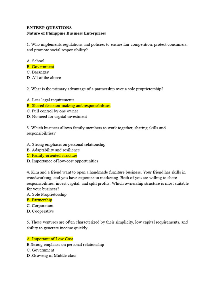 Entrep and Icc Questions | PDF | Cooperative