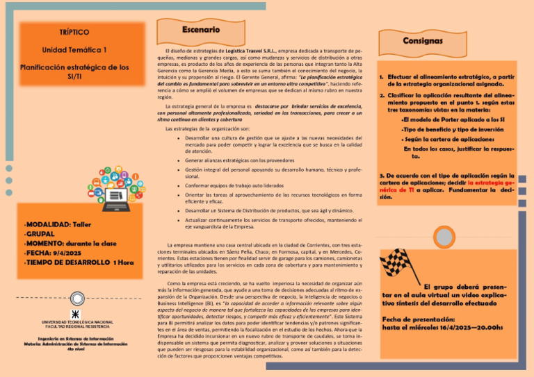 (Adm - Si 2025) Triptico Guía Unidad 1 | PDF | Inteligencia de negocios | Planificación estratégica