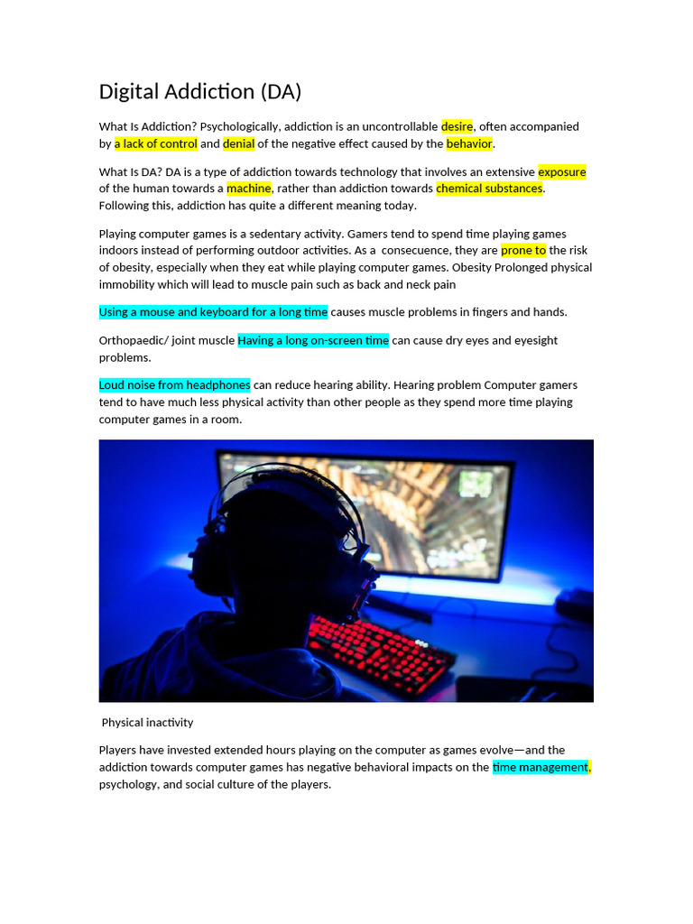 Digital Addiction Activities | PDF | Sedentary Lifestyle ...