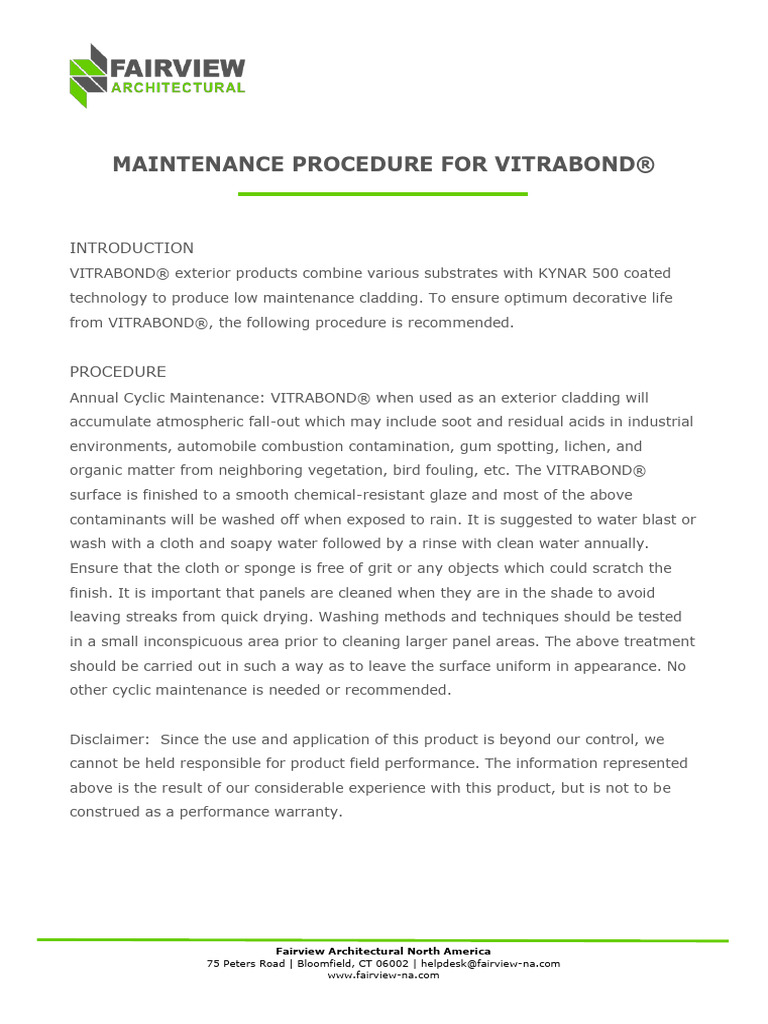 Maintenance Procedure for Vitrabond | PDF