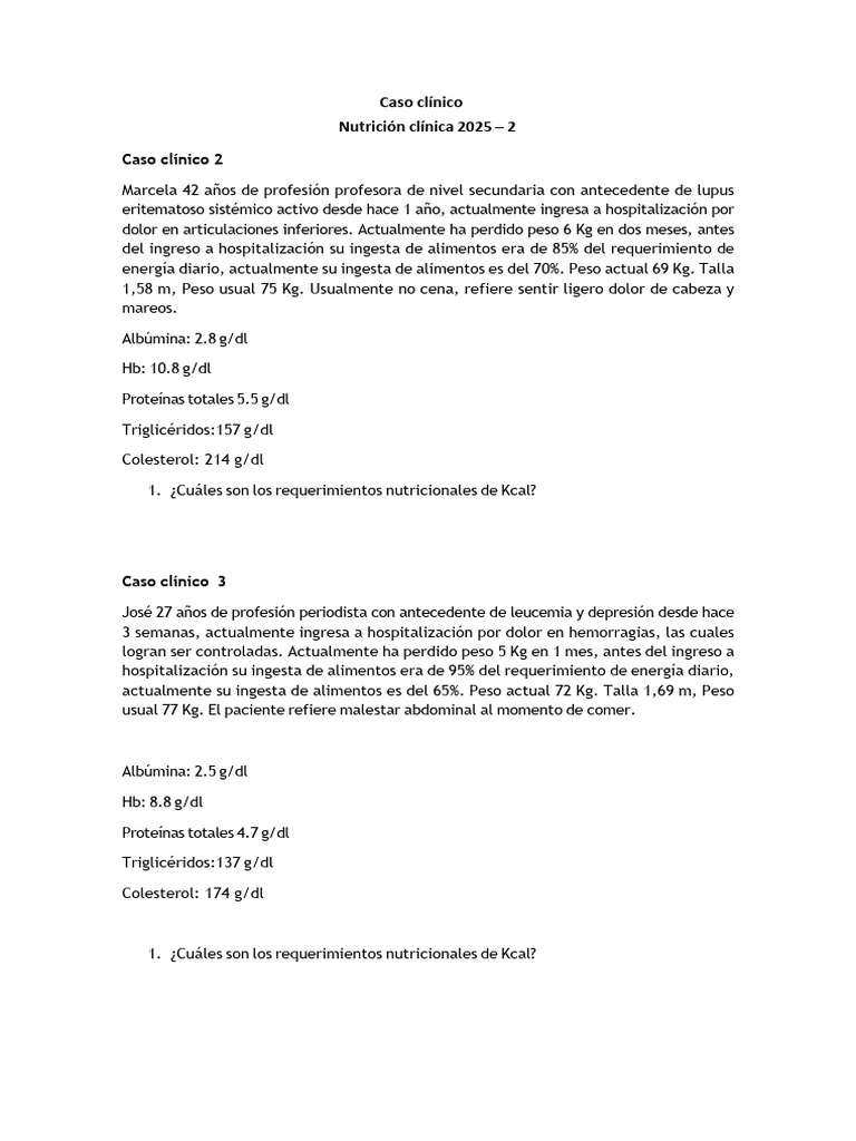 Caso Clinico 2 y 3 Nutrici N CL Nica | PDF