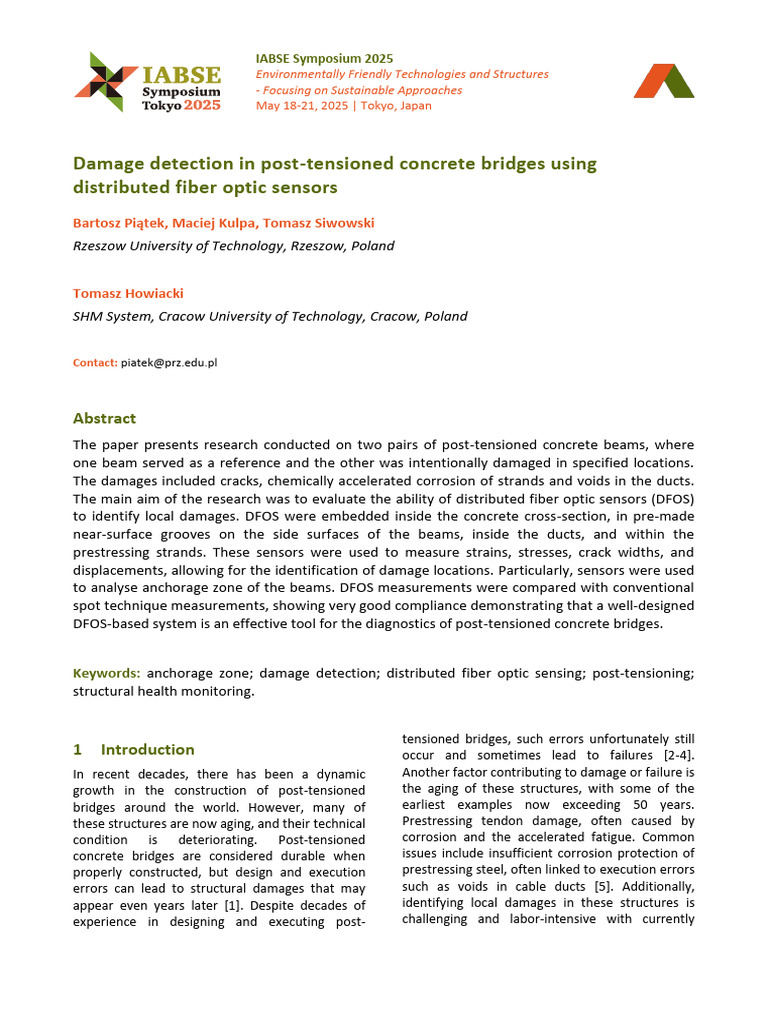Damage Detection in Post-Tensioned Concrete Bridges Using Distributed ...