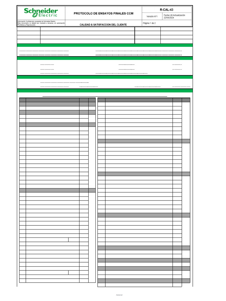 SCH-38432 - R-CAL-43 Protocolo Ensayos CCM | PDF | Relé | Equipo
