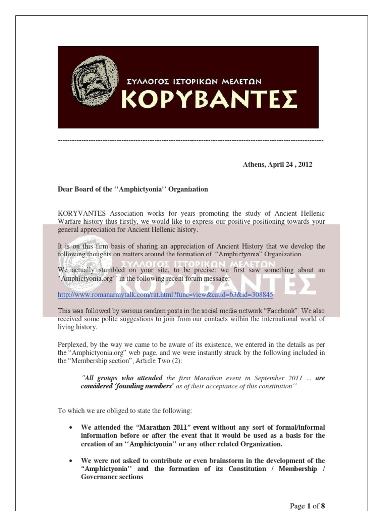 Status and Issues: Association of Historical Studies KORYVANTES, On ...