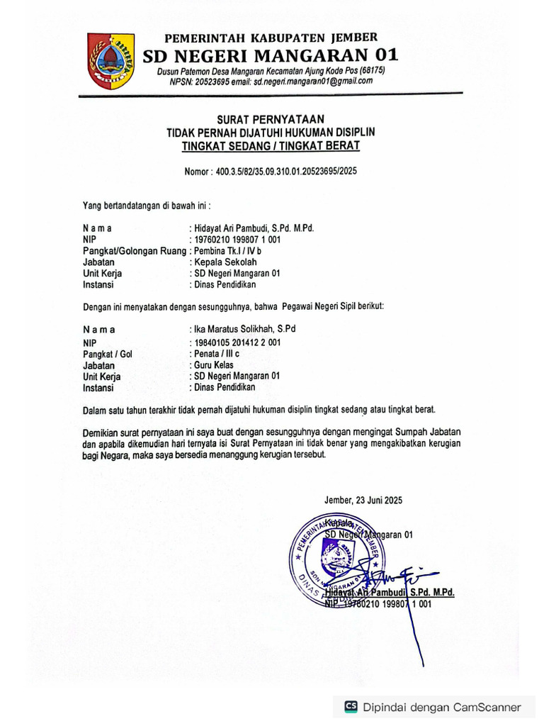 SK Bebas Hukuman Disiplin Ika Maratus Solikhah | PDF