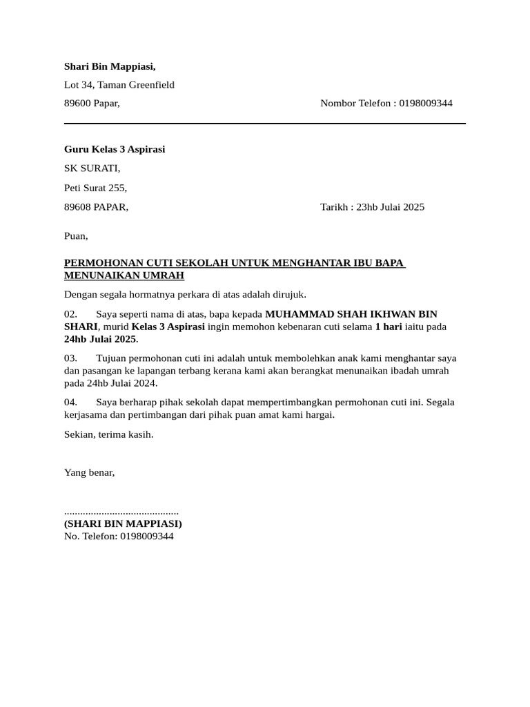 Cuti Umrah Ikhwan | PDF