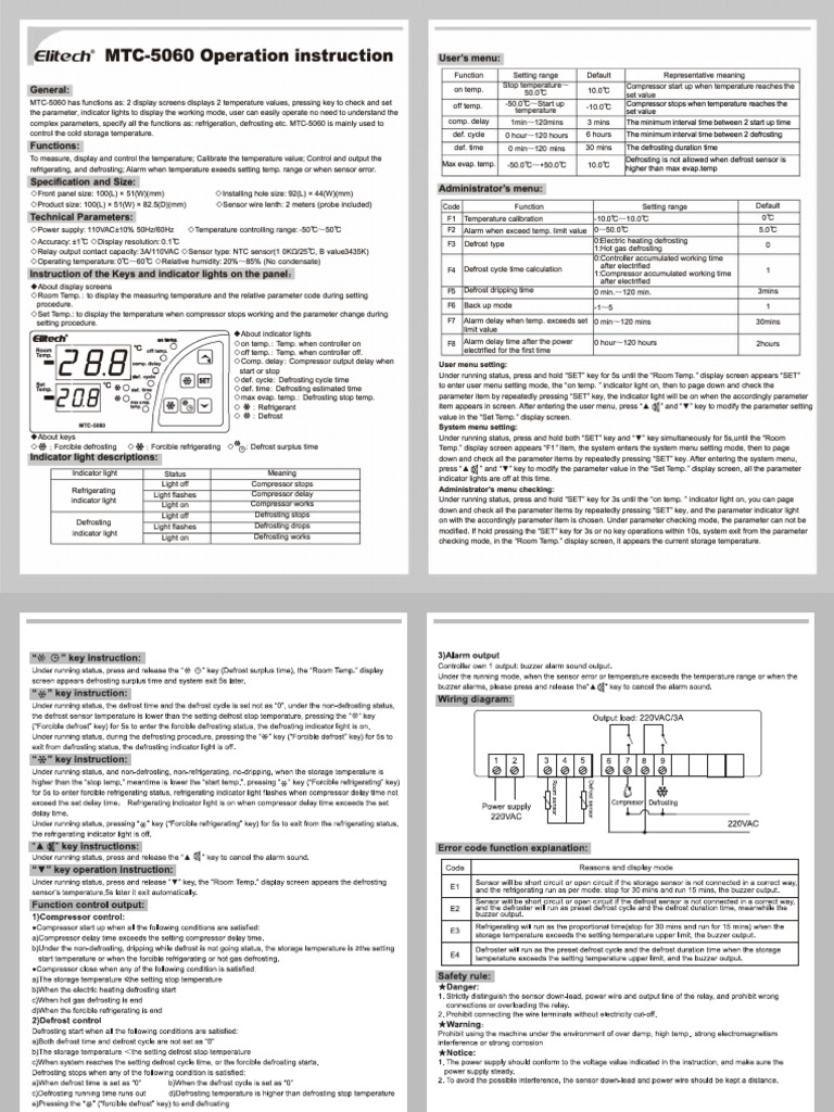 MTC-5060 Temperature Controller Manual | PDF | Parameter (Computer ...