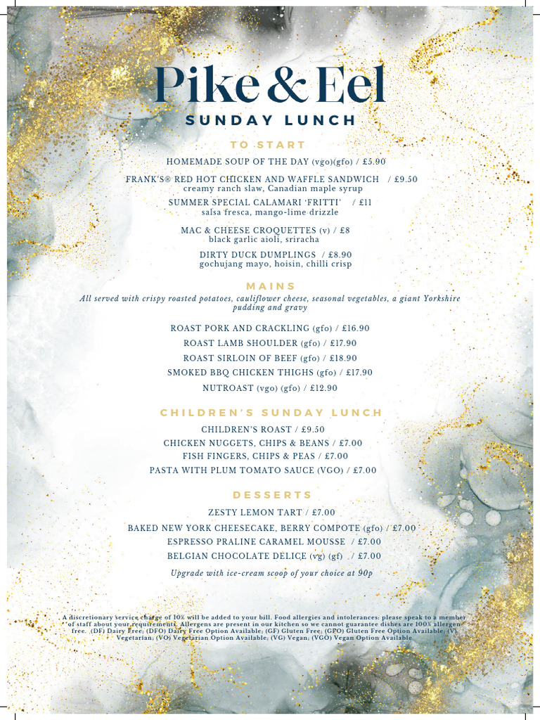 Sunday Lunch Menu May 2025 Final | PDF | Lunch | Roasting