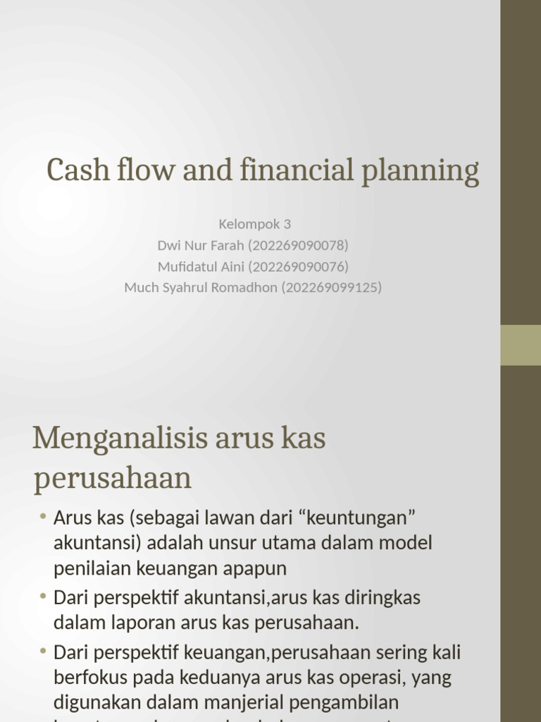 ppt cash flow planning kel 3 | PDF