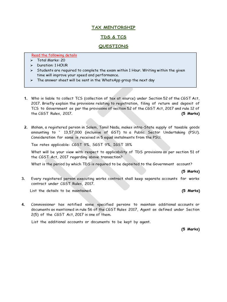 Exam - TDS & TCS | PDF