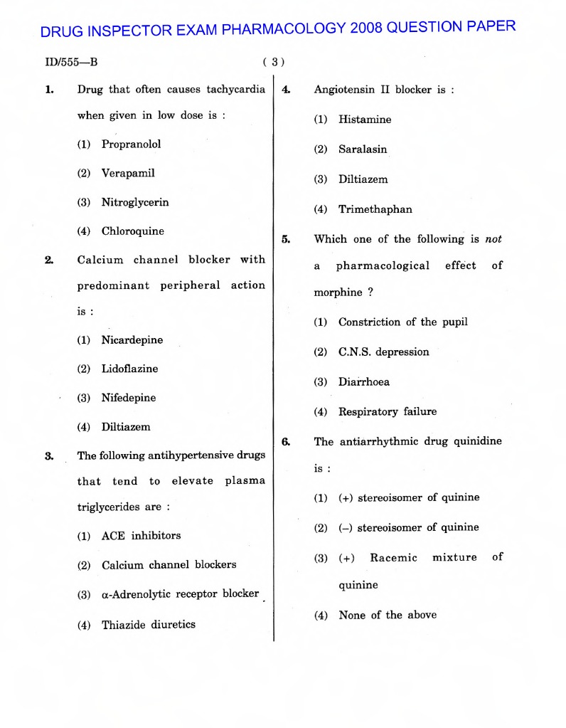 Drug Inspector Exam Pharmacology - 2008 | PDF | Pharmaceutical