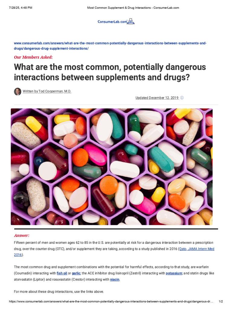 Most Common Supplement & Drug Interactions | PDF