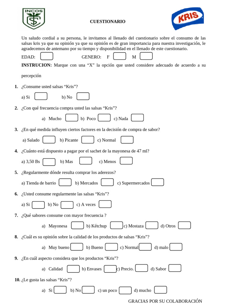 Cuestionario de Kris | PDF