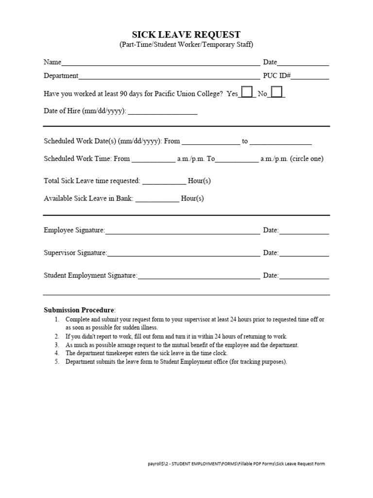 Sick Leave Request Form | PDF
