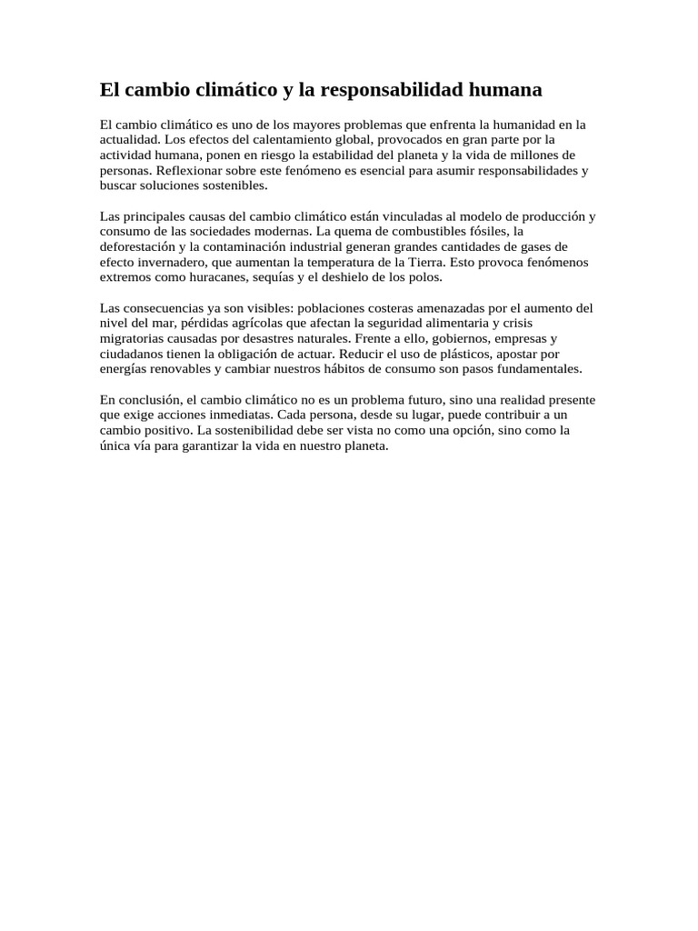 El Cambio Climático y La Responsabilidad Humana | PDF