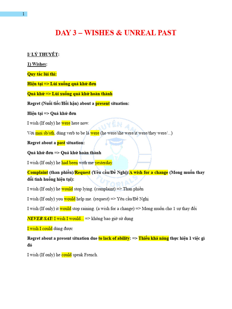 Wishes and Unreal Past in English | PDF | Semantics | Grammar