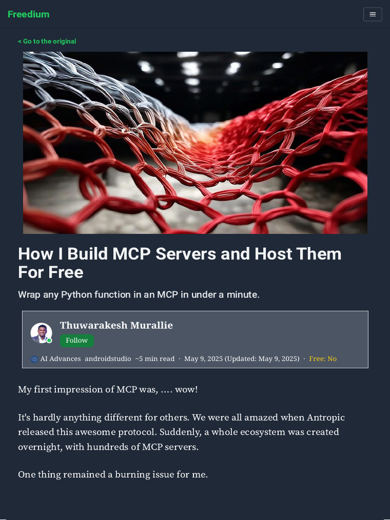How I Build MCP Servers and Host Them For Free | PDF