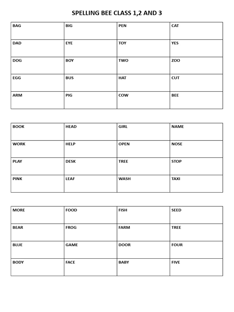 Spelling Bee 123 | PDF