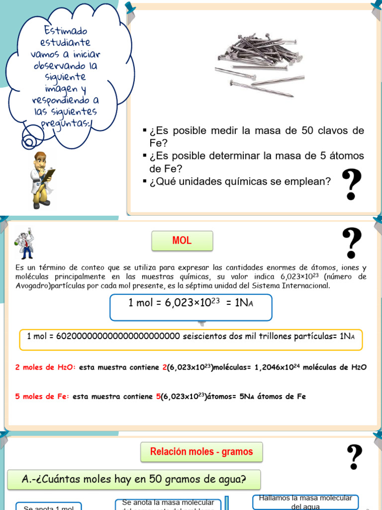 Relaciones Moles, Gramos y Átomos en Química | PDF | Mole (Unidad ...