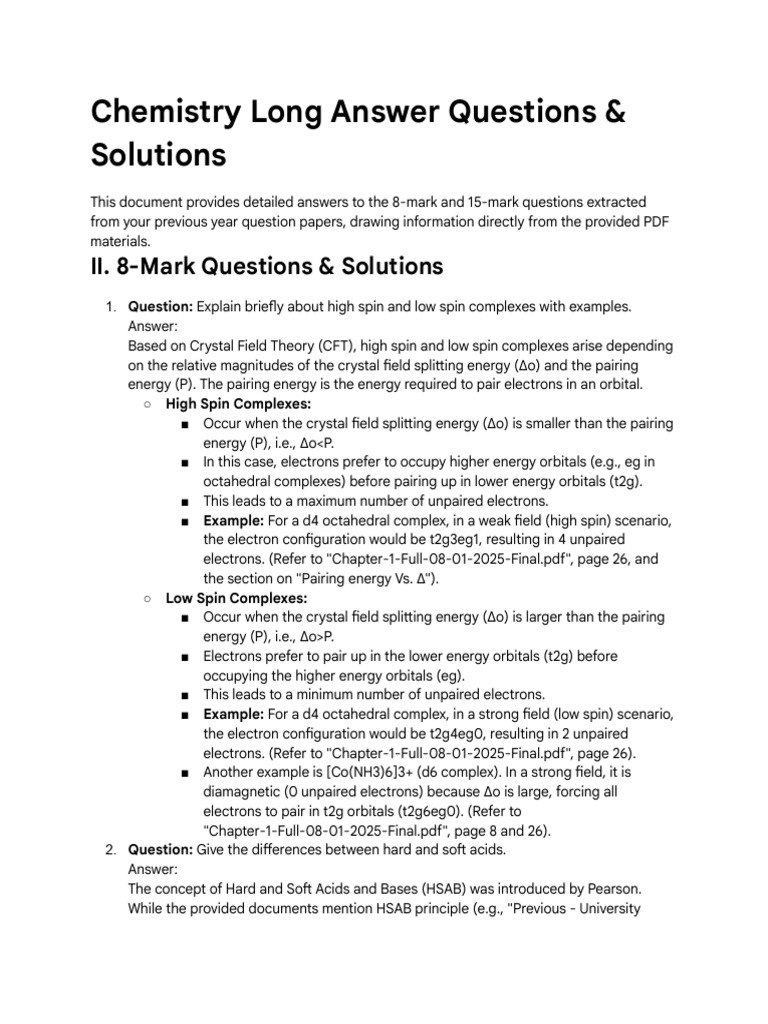 Did You Include All The 15 Marks Questions | PDF | Molecular Orbital ...