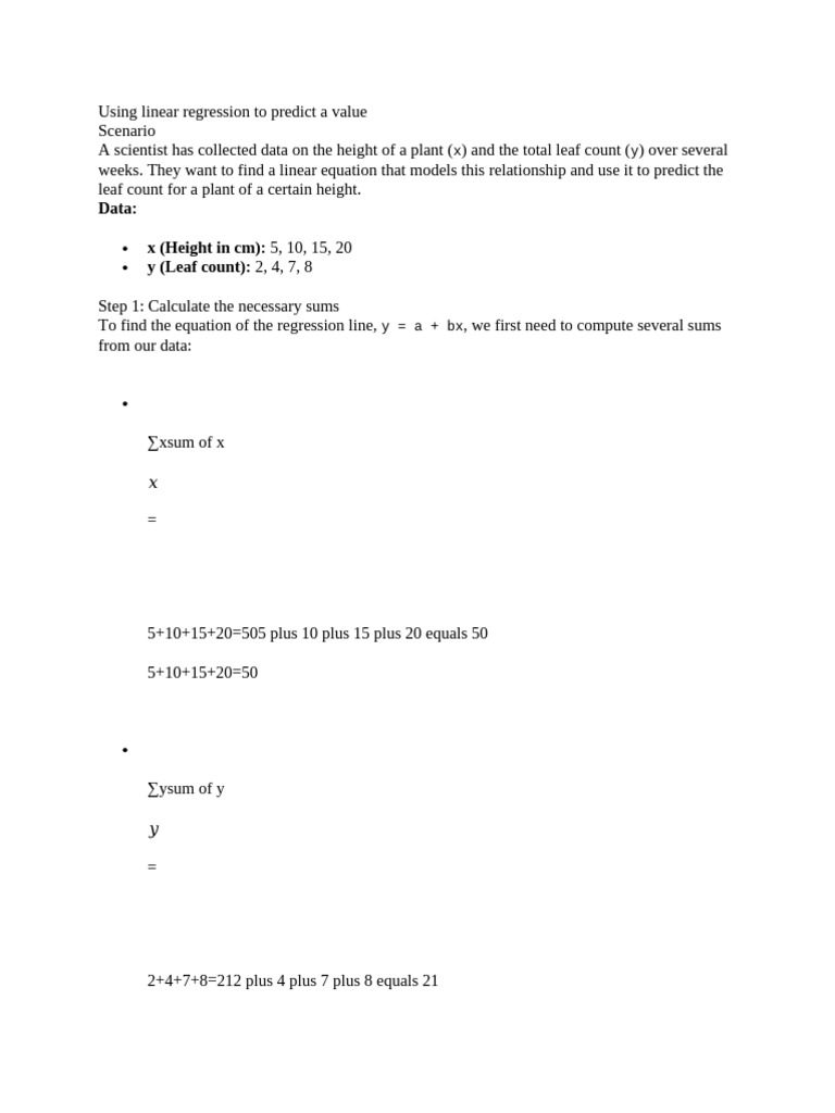Using Linear Regression To Predict A Value | PDF | Regression Analysis ...