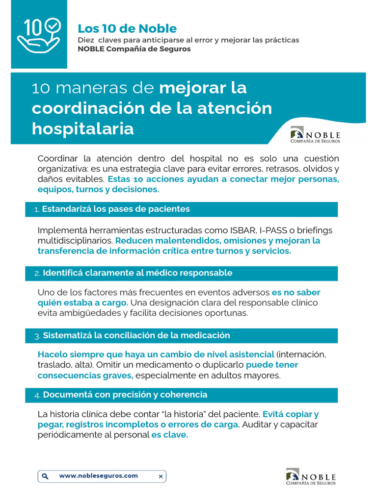 2 Los 10 de Noble 10 Maneras de Mejorar La Coordinaci Oacute N de La Atenci Oacute N ...