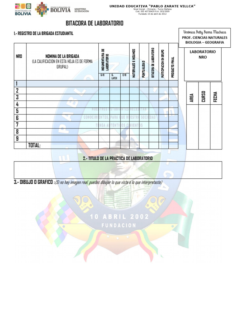 Bitácora de Laboratorio Escolar | PDF