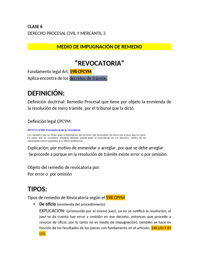 Revocatoria en Derecho Procesal Civil | PDF | Sentencia (ley) | Justicia