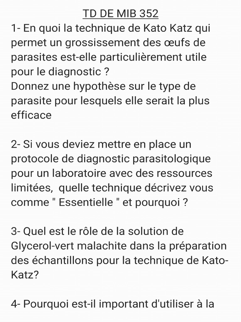TD Parasitologie - 250607 - 094944 | PDF