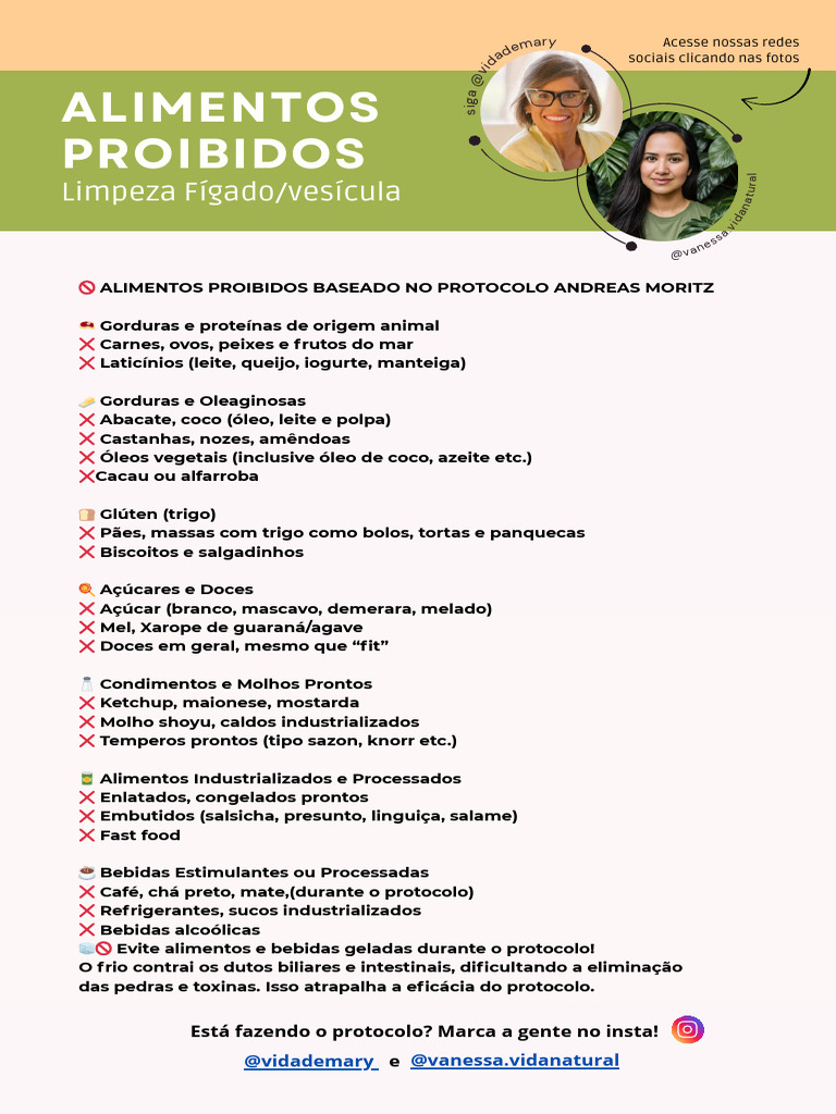 CLIQUE AQUI PARA BAIXAR Alimentos proibidos durante protocolo de ...