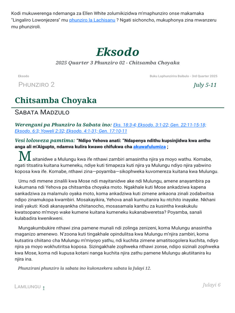 Chitsamba Choyaka - Sukulu ya Sabata Phunziro 02, 3rd Qtr 2025 | PDF | Restorationism ...