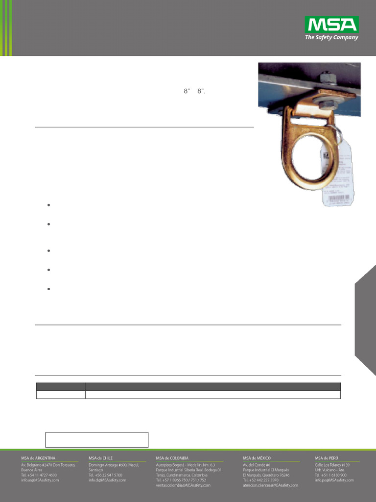 20 MSA Anchorage-Connector-D-Ring Technical-Datasheet ES | PDF