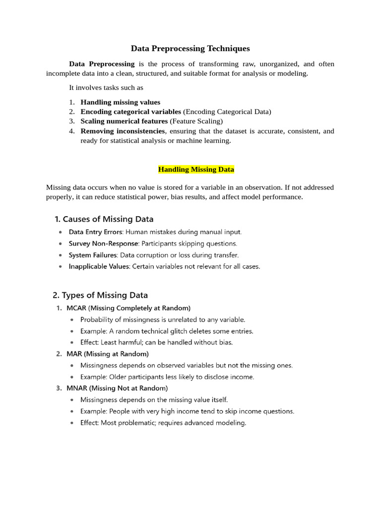 Unit II 10 Data Preprocessing Techniques | PDF | Categorical Variable | Standard Score
