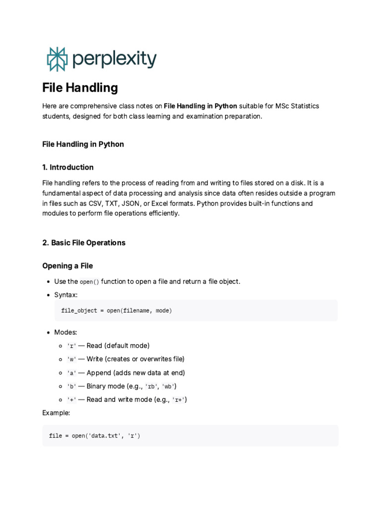 Unit II 06 File Handling | PDF | Computer File | Comma Separated Values