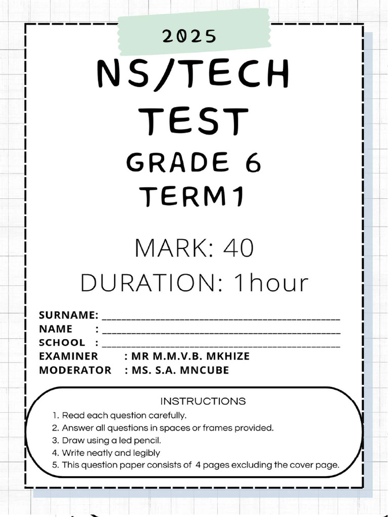 Grade 6 NS Tech Exam Paper 2025 | PDF | Foods | Ecosystem