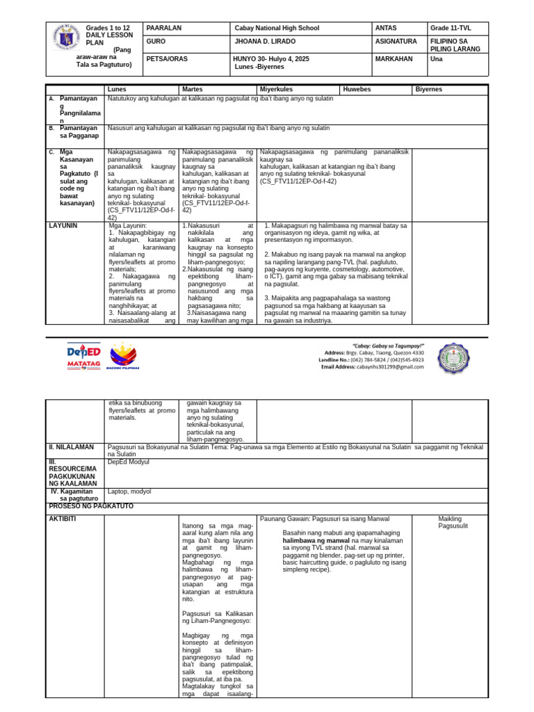 Dll Piling Larang w3 q1 2025 26 | PDF